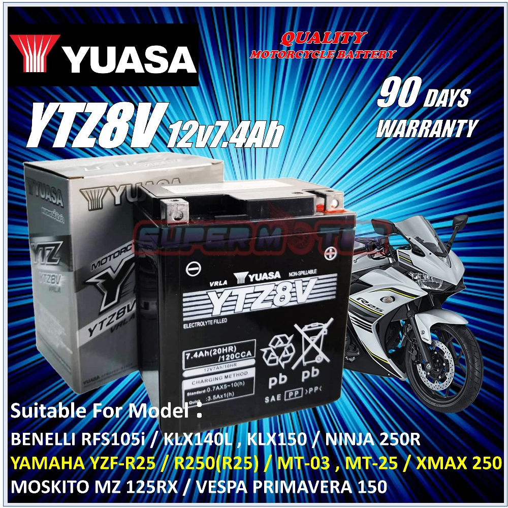YTX7L / YTX7L-BS (REPLACEMENT YTZ8V) MOTORCYCLE GEL BATTERY FOR R25 / BENELLI RFS150i CBR150 250 ...