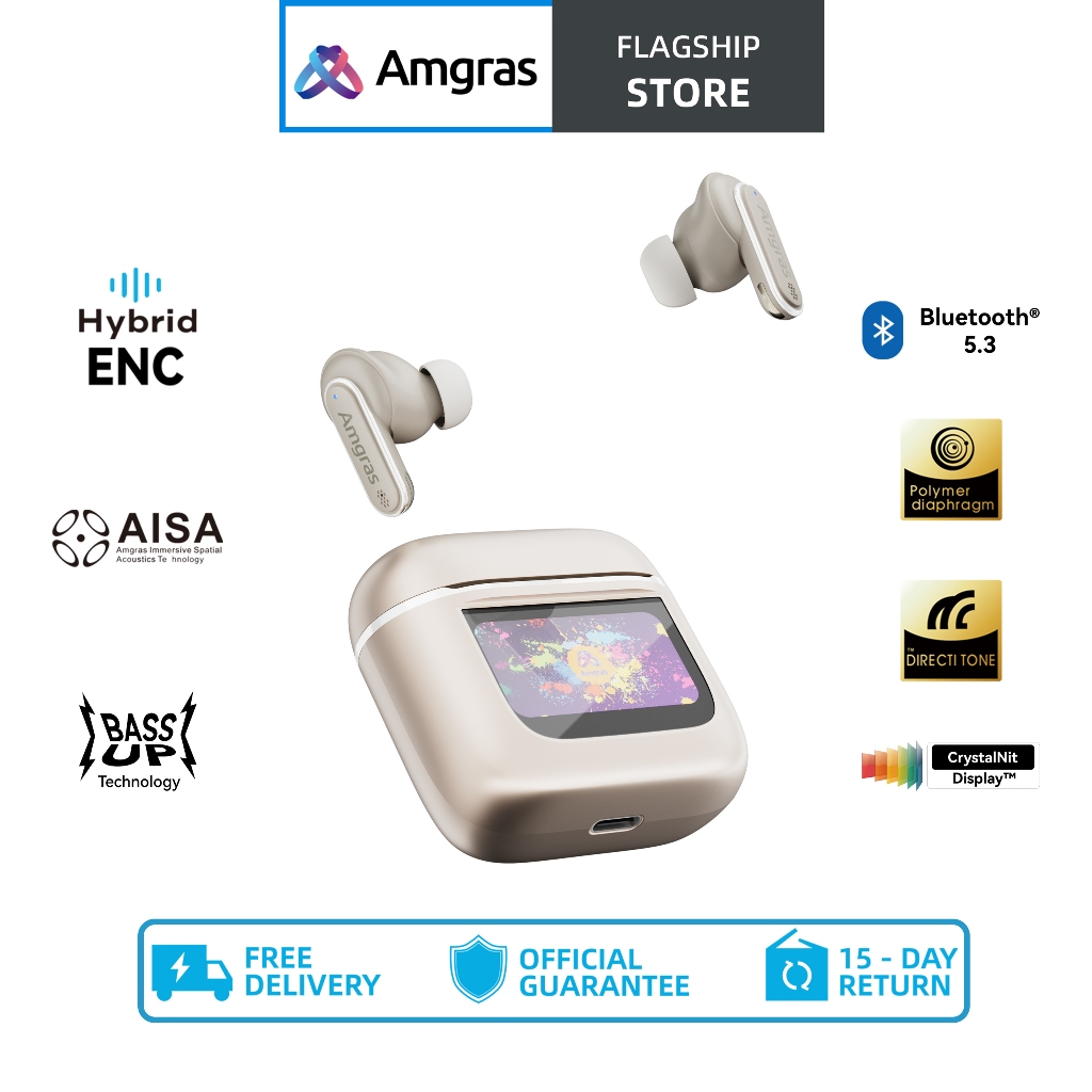 Amgras Eternity Ⅳ Ultra Smart Screen earphone Bluetooth Wireless Earbud ...