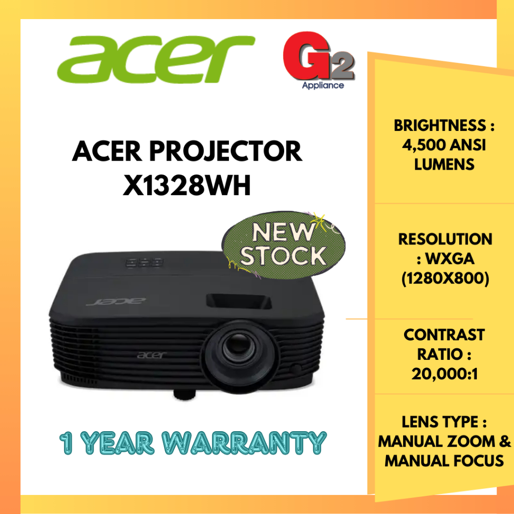 Acer Projector WXGA 4500 Lumens X1328WH - Acer Original Warranty Malaysia | Shopee Malaysia