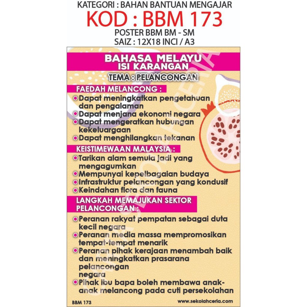 POSTER BBM BAHASA MELAYU SEKOLAH MENENGAH SAIZ a3 - Jenis Banner 350gsm ...