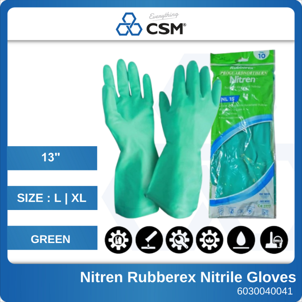 CSM Rubberex Nitren Nitrile Green Hand Gloves Oil Chemical Acid ...