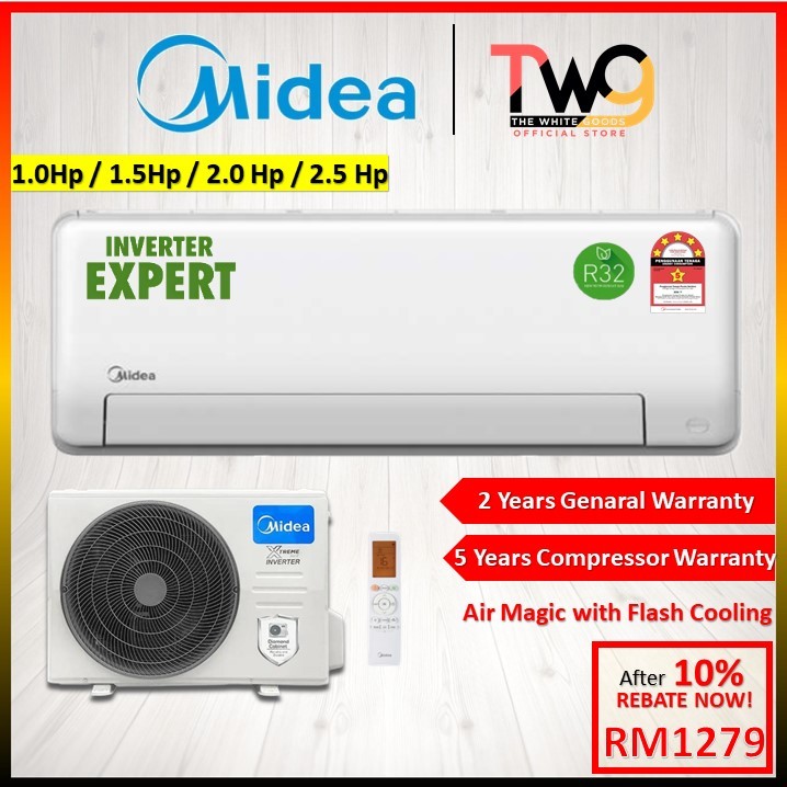 [Free Shipping] Midea (1HP / 1.5HP / 2.0HP / 2.5HP) R32 Inveter Air Conditioner With Ionizer ...