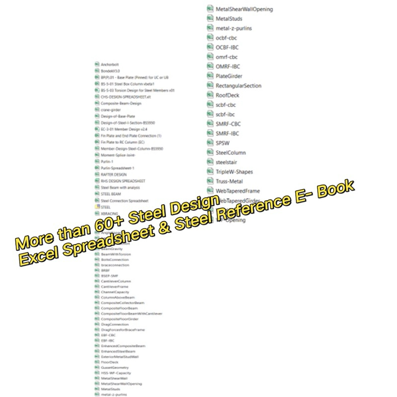 More than 60+ Steel Design Excel Spreadsheet & Steel Reference E- Book ...