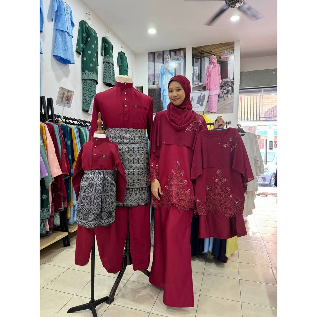 SET FAMILY NATASHA / MAROON / NEW DESIGN RAYA /SET RAYA / BAJU RAYA ...