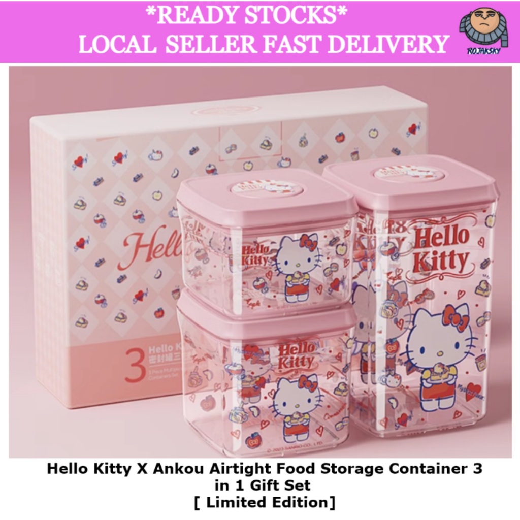 Hello Kitty X Ankou Airtight Food Storage Container 3 in 1 Gift Set ...