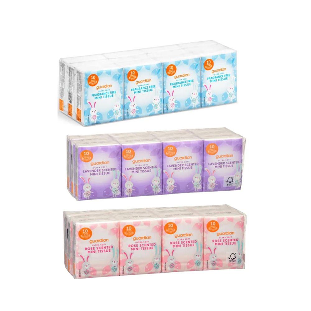 Guardian Ultra Soft Mini Tissue 10's x 12 packs 3-Ply Travel Pocket ...
