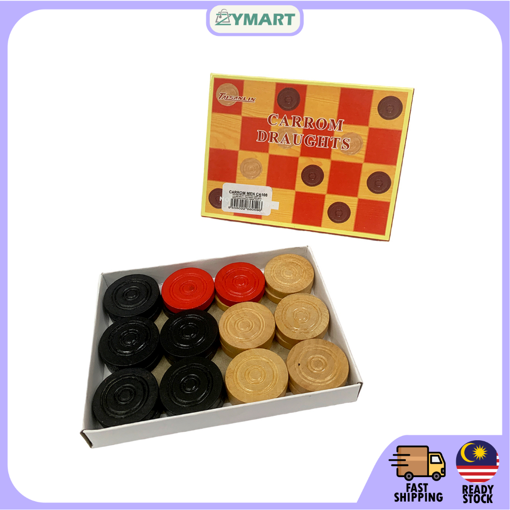 Carrom Men Wood Classic 24 pcs | Buah Carrom Kayu | Carrom Accessories ...