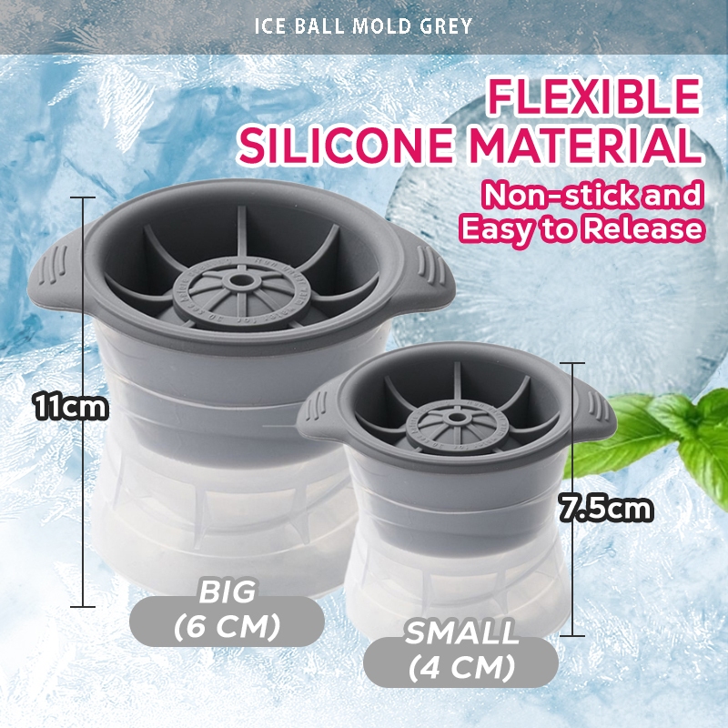 𝟰𝗖𝗠 / 𝟲𝗖𝗠 》Round Ice Ball Mold Whiskey Cocktail Beverage Food Grade DIY ...