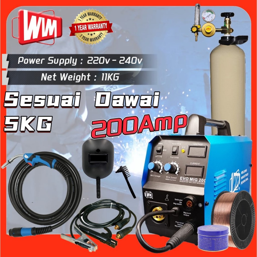 WIM EVO MIG 202 IGBT Inverter Gas Set Welding Machine Mesin Welding Tahan Lasak | Shopee Malaysia