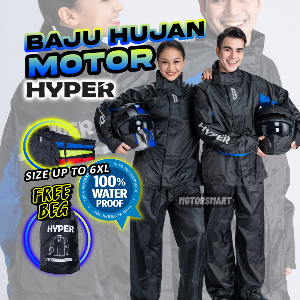 MOTORSMART HYPER BAJU HUJAN Baju Hujan Motor Rain Coat Baju Hujan ...