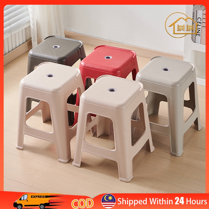 LI- Plastic Stool Dining Stool Cafe PP Stool Living Room Simple Chair Stack dining chair Kerusi ...