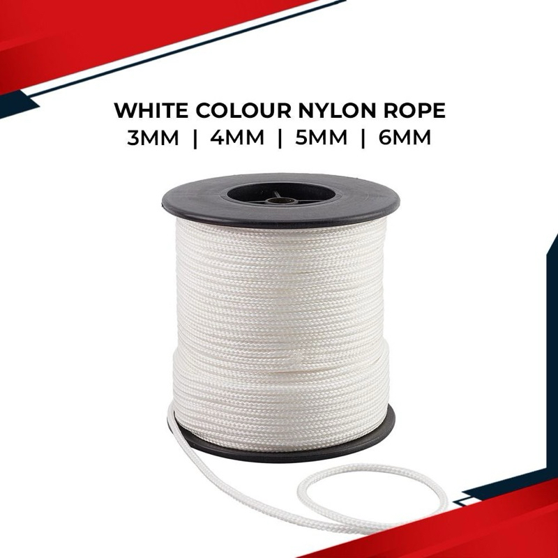WHITE COLOUR NYLON ROPE 3MM | 4MM | 5MM | 6MM | Shopee Malaysia
