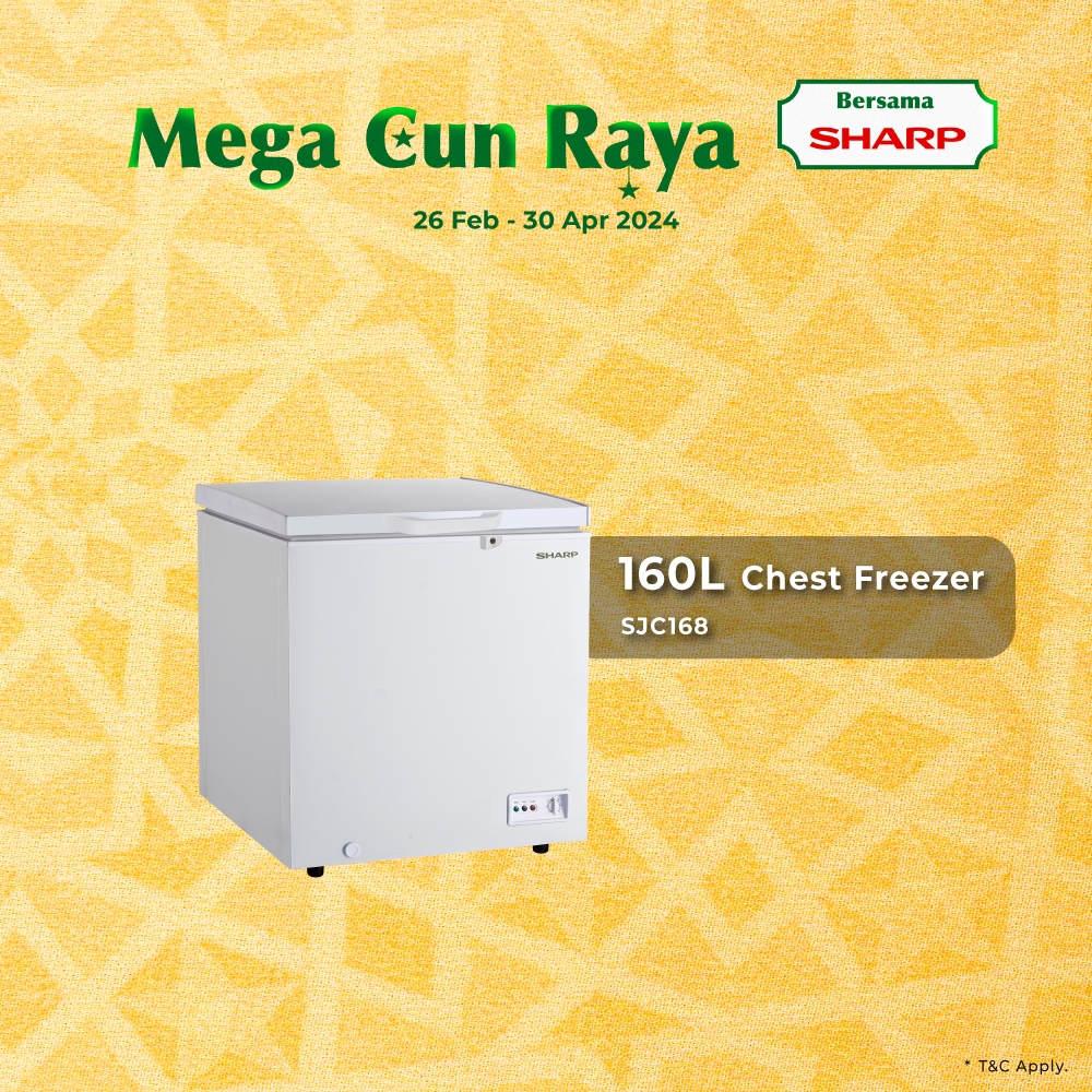 Sharp SJC168 (White) 160L Dual Switch Setting with LED Lighting Chest ...