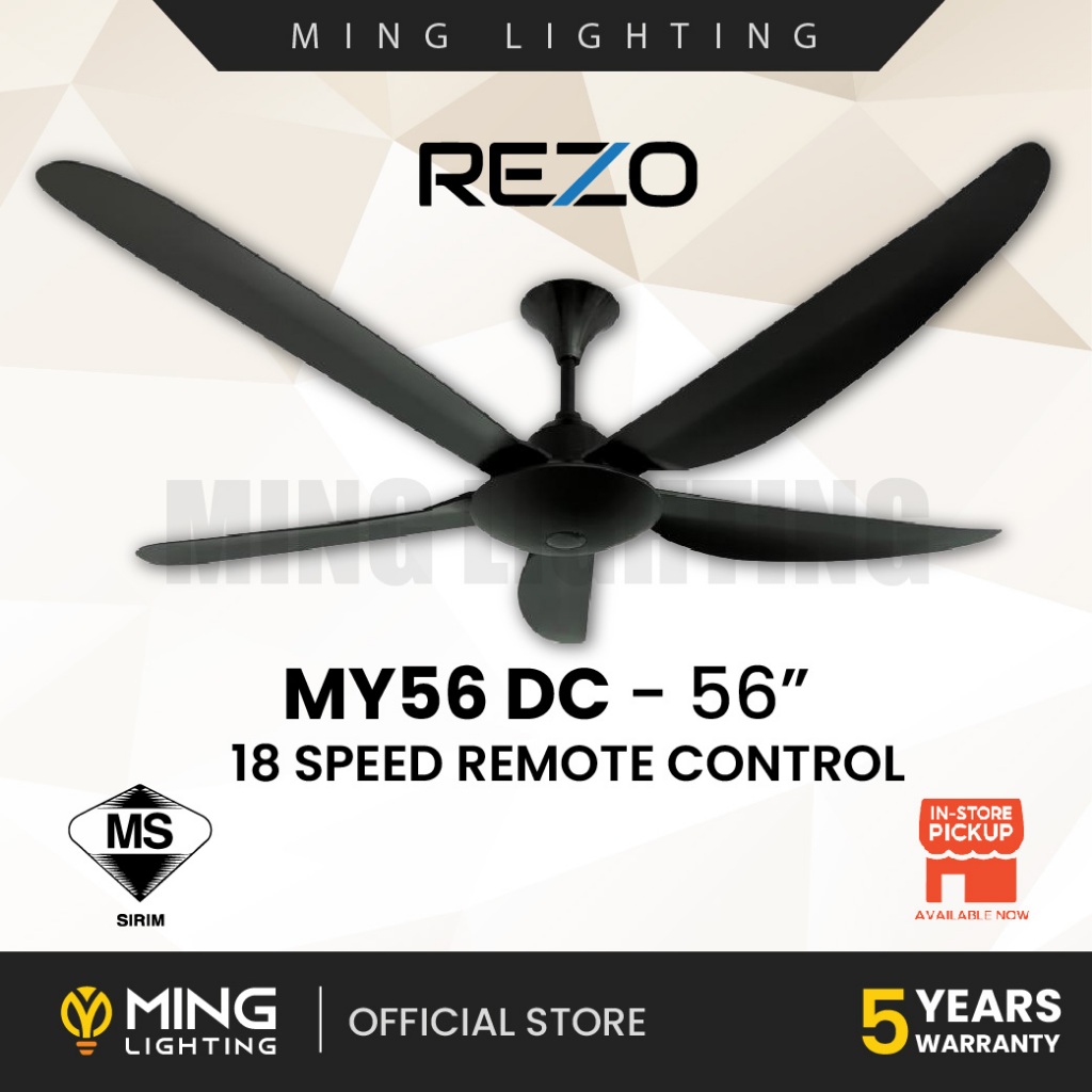 (Sirim) REZO VENTUS Series MY56 DC Ceiling Fan 56" 5 ABS Blades DC ...