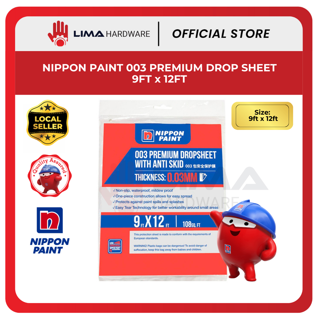 NIPPON PAINT 003 Premium Drop Sheet, Pengalas Cat Kalis Air 9ft x 12ft ...