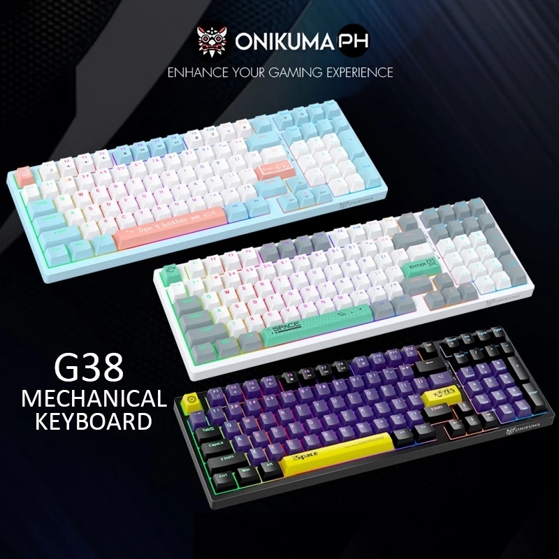 New ONIKUMA G38 Three Color Wired Mechanical Keyboard RGB Backlit Blue ...