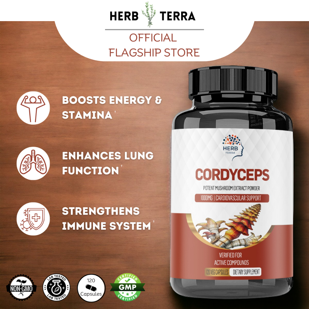 Organic Cordyceps Sinensis 100mg Capsules 虫草 | 120 Capsules for Respiratory & Immune Health (Non ...