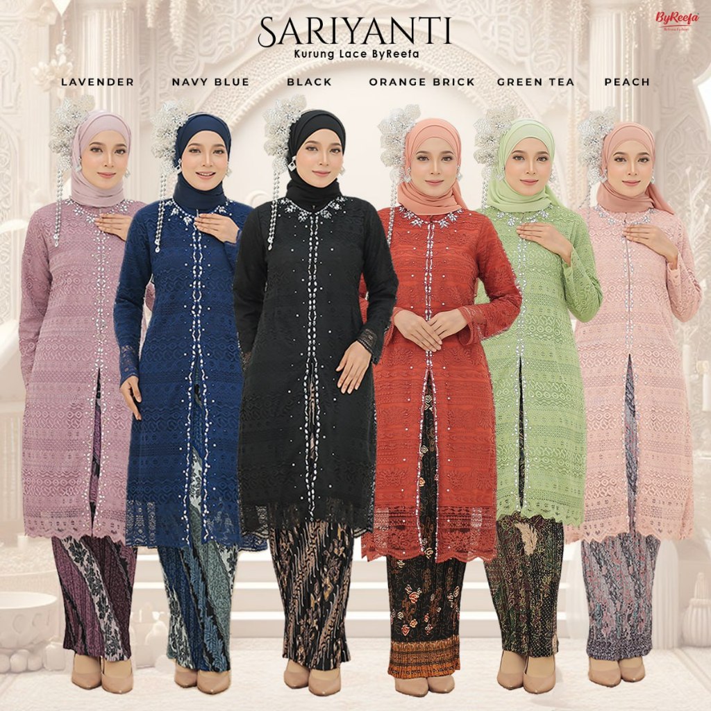 ByReefa | Kurung Lace SARIYANTI Raya 2024 | Exclusive Bead & Full Lining | Kain Batik Pleated ...