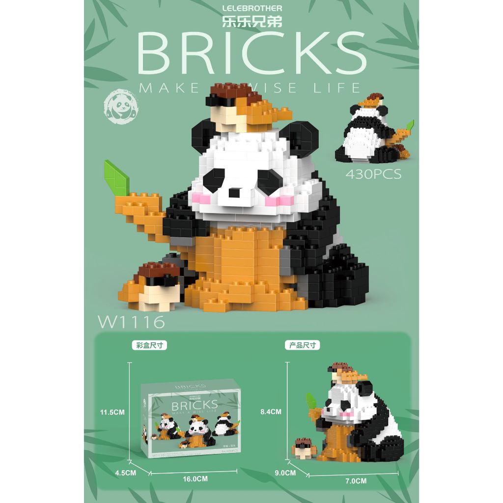 Toy🪅 Panda Block Huahua Panda Blocks Cartoon Diamond Nano Block Micro ...