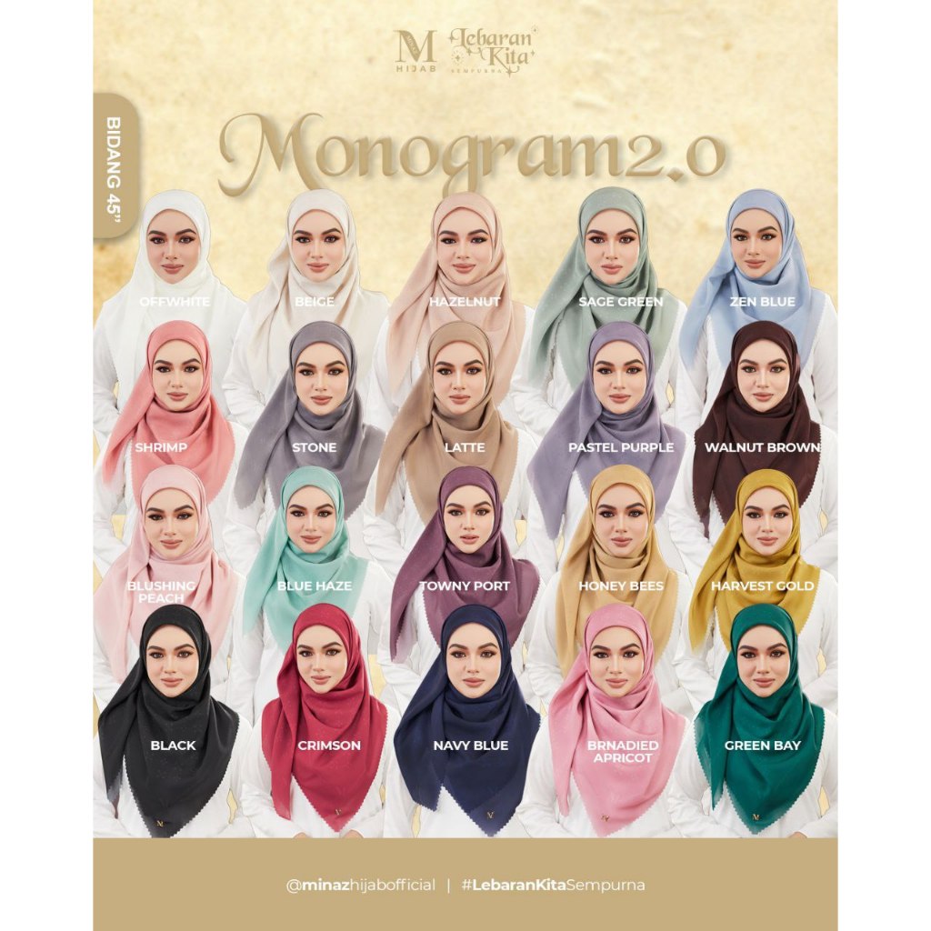 MINAZ HIJAB | PLAIN MONOGRAN CHIFFON | Shopee Malaysia