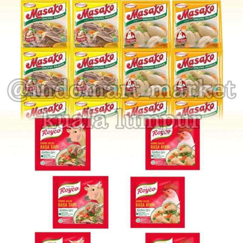 Masako / Royco Perisa Ayam Sapi Sachet Renteng 12pcs Product Indonesia ...