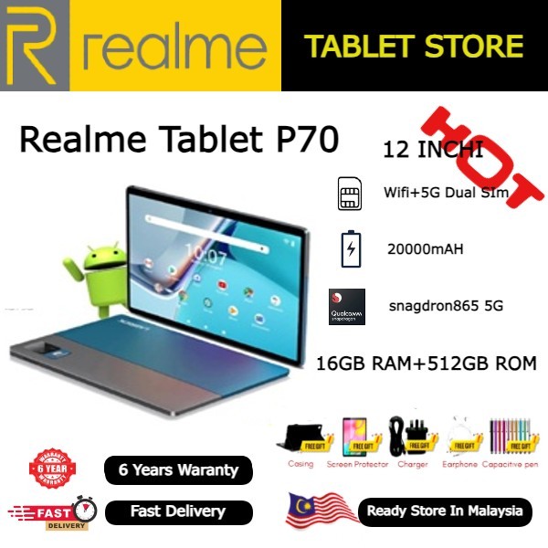 Realme P70 Android Tablet 12inch [ 12GB RAM+512GB ROM ] 20000mAh Mega ...