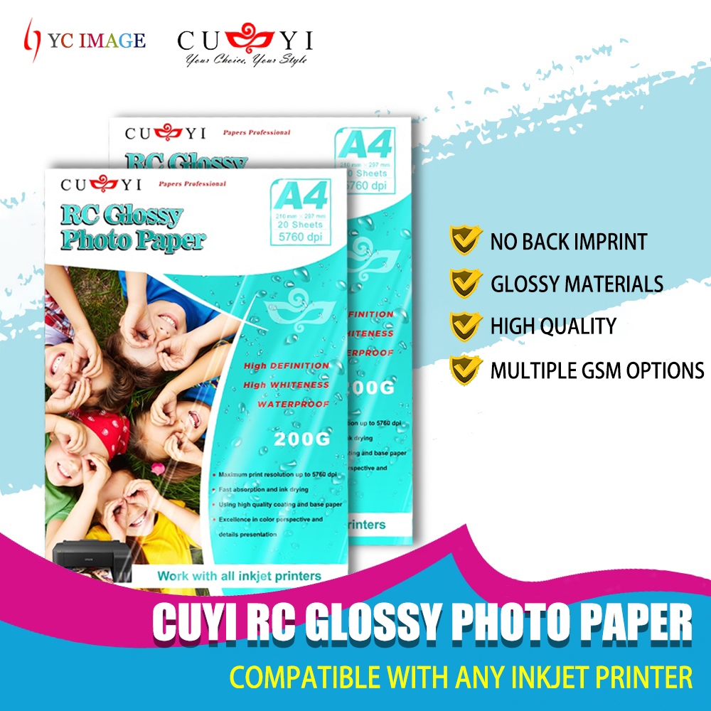 CUYI RC Glossy Photo Paper 200gsm A4 Size No Back Print Photo Paper ...