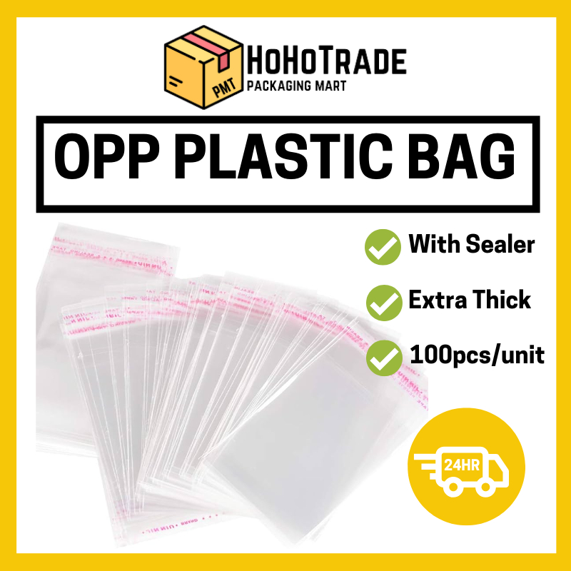 [70mic Thick]100pcs Transparent Opp Plastic Bag Self Adhesive Sticky ...