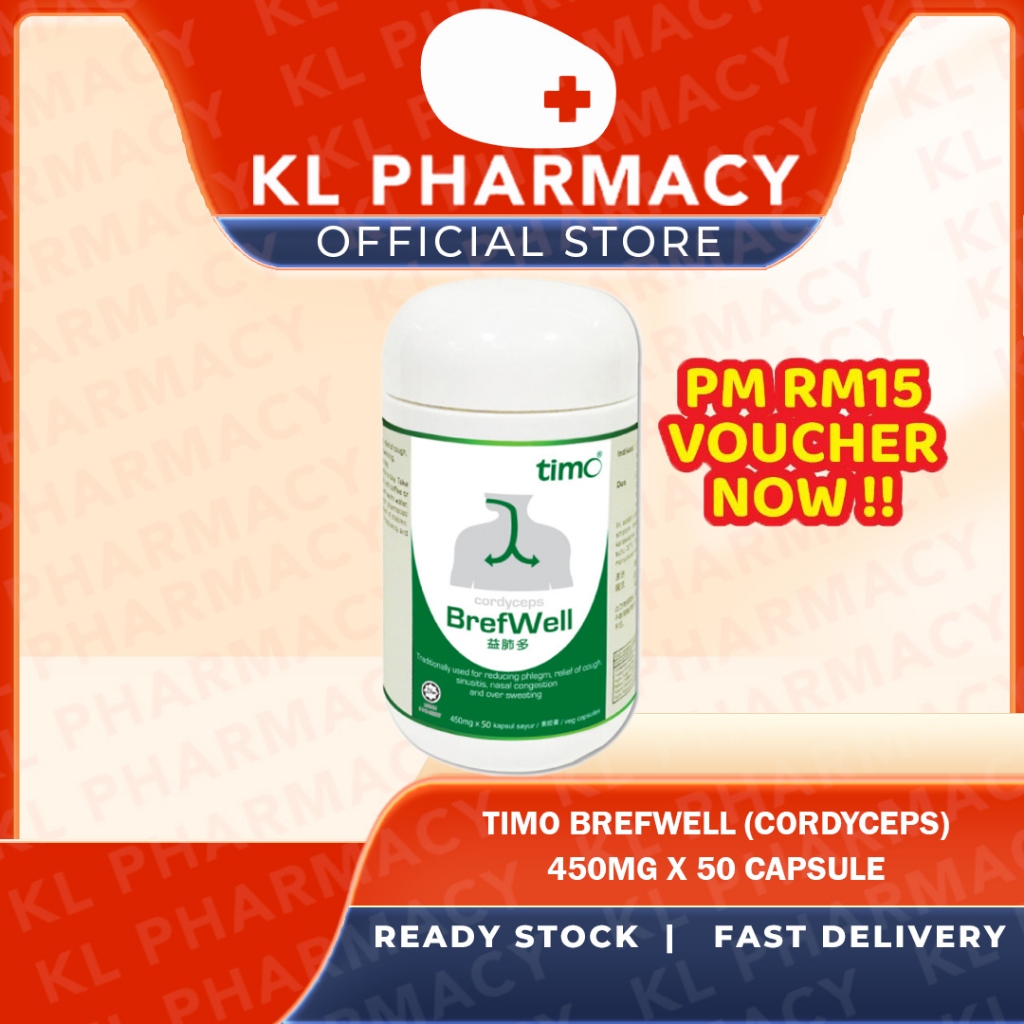 TIMO BREFWELL (CORDYCEPS) 450MG X 50 VEG CAPSULE (IMPROVE LUNG FUNCTION ...