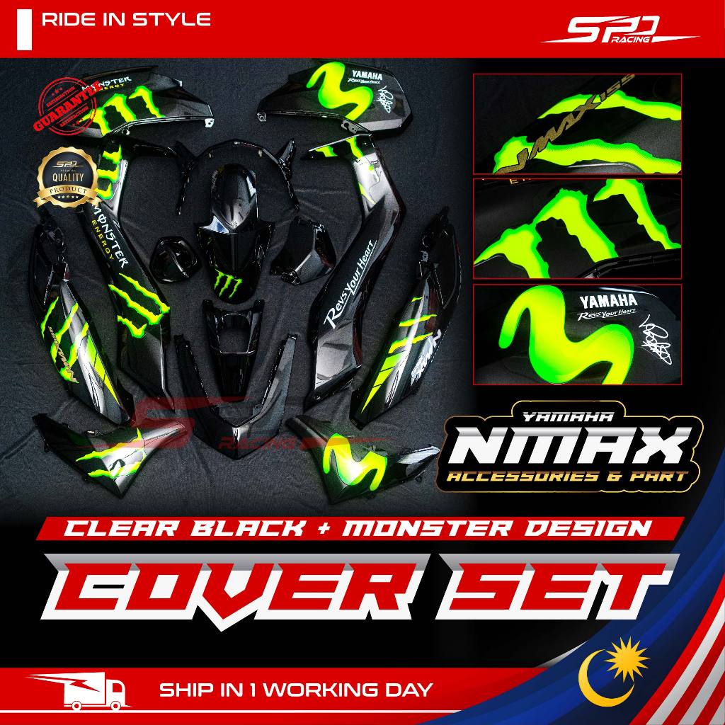 NMAX V2 Cover Set I PNP I Clear Black + Monster Design For NMAX V2 ...