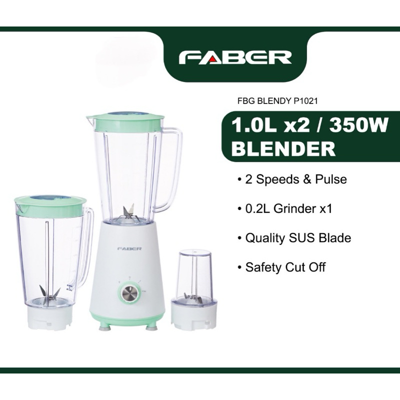 FABER Blender (1.0L) With Grinder Safety Cut Off Quality SUS Blade Anti ...