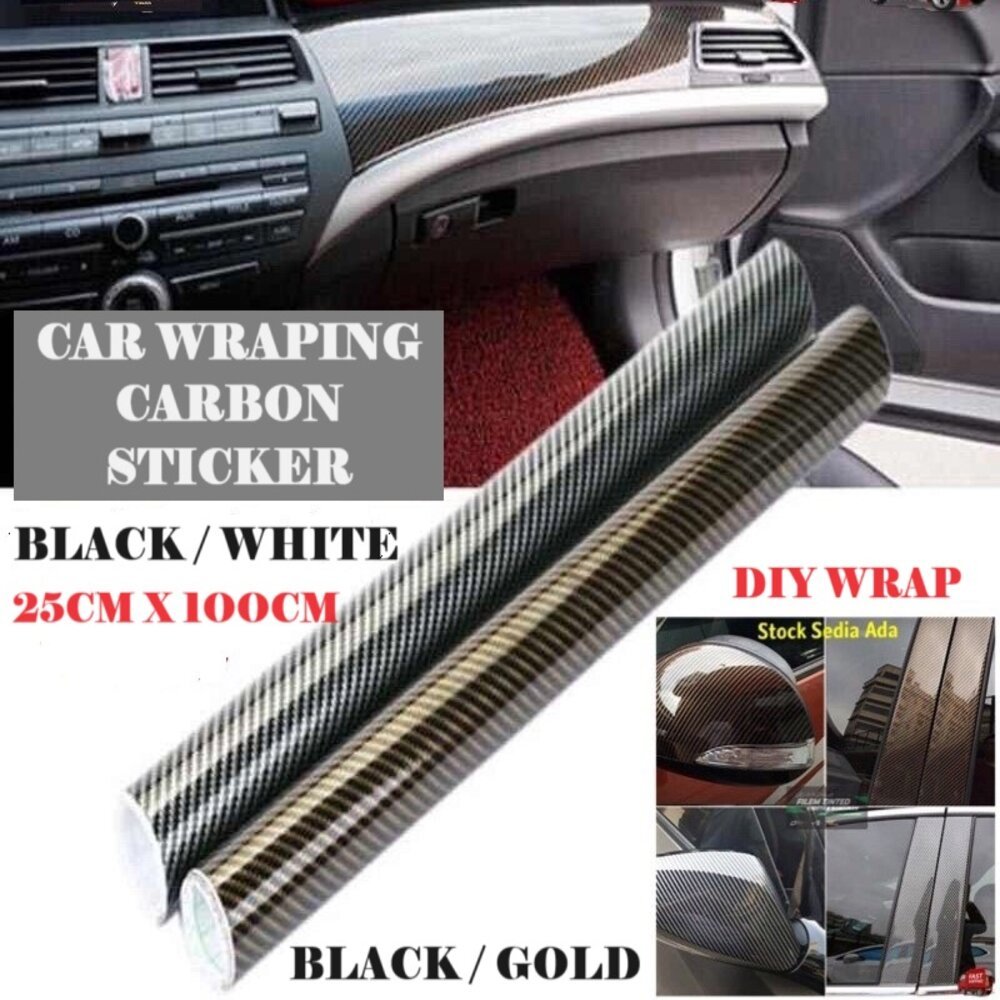 Car Body Sticker Carbon Fiber 2D 3D 6D Silver Gold Vinyl Wrap ...