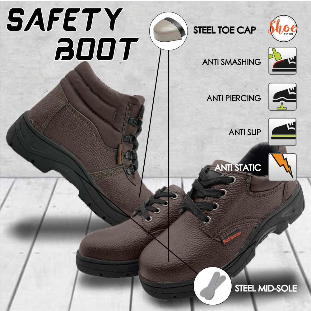 Safety Shoe Low Cut Middle Cut Steel Toe Cap Safety Shoes Boot Kasut ...