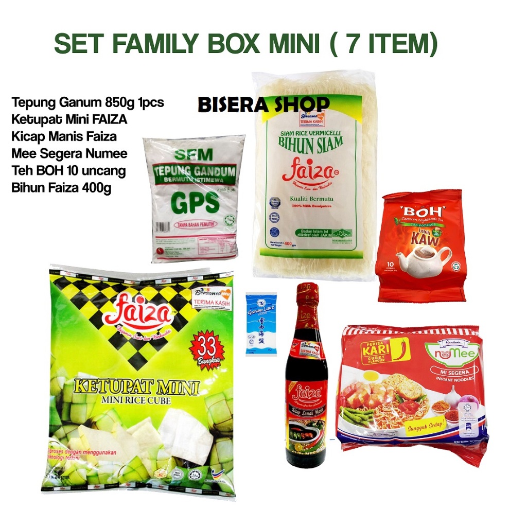 SET FAMILY MINI BOX (7 ITEM) UNTUK KELUARGA/BAKUL MAKANAN ASAS/BARANG ...