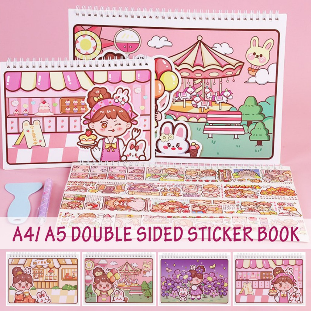 A4/A5 Kids Reusable Sticker Book Handbook DIY Decoration Cartoon Deco ...