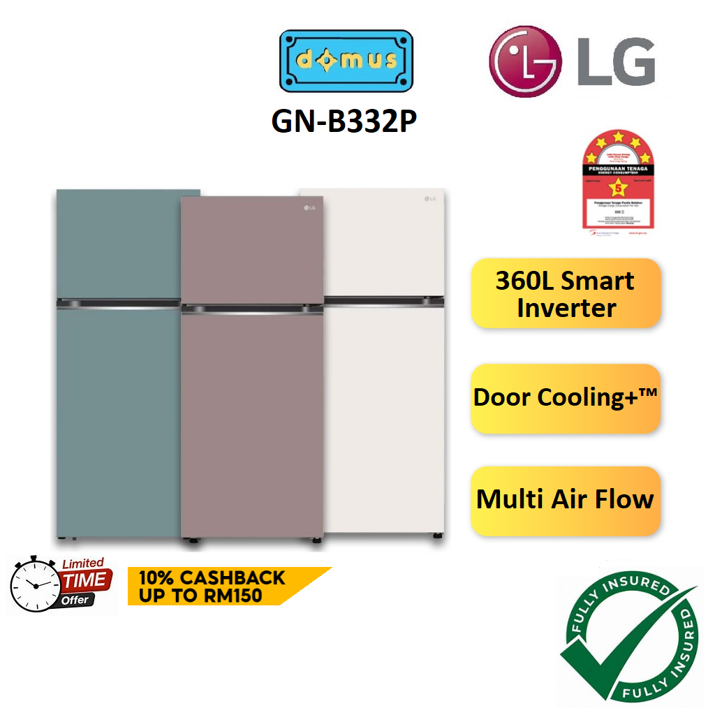LG Refrigerator 2 Door Inverter 360L Fridge Peti Sejuk Peti Ais 2 Pintu Inverter Murah 冰箱 GN ...