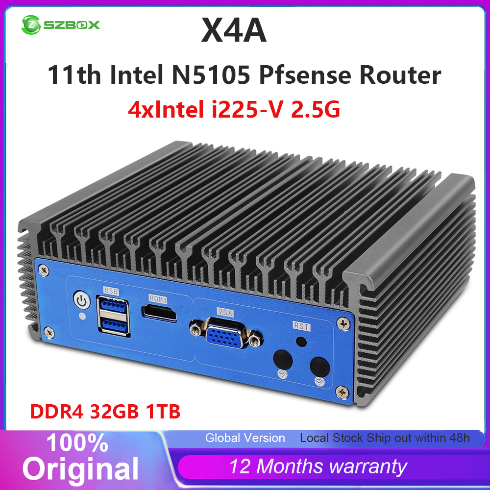 New 2.5G pfSense Router 11th Intel N5105 4*lntel i225 Nics NVMe 2*DDR4 ...