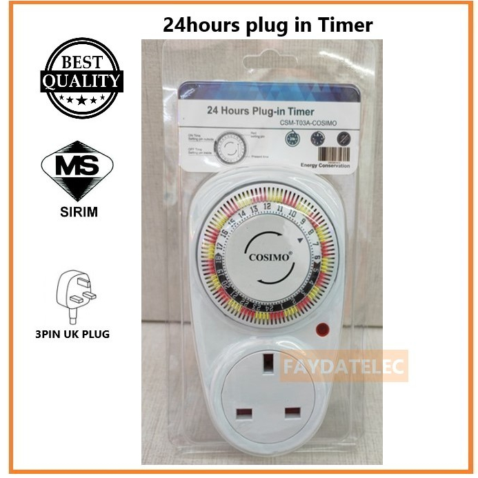 COSIMO 24 HOURS 13A PLUG IN TIMER (SIRIM) | Shopee Malaysia