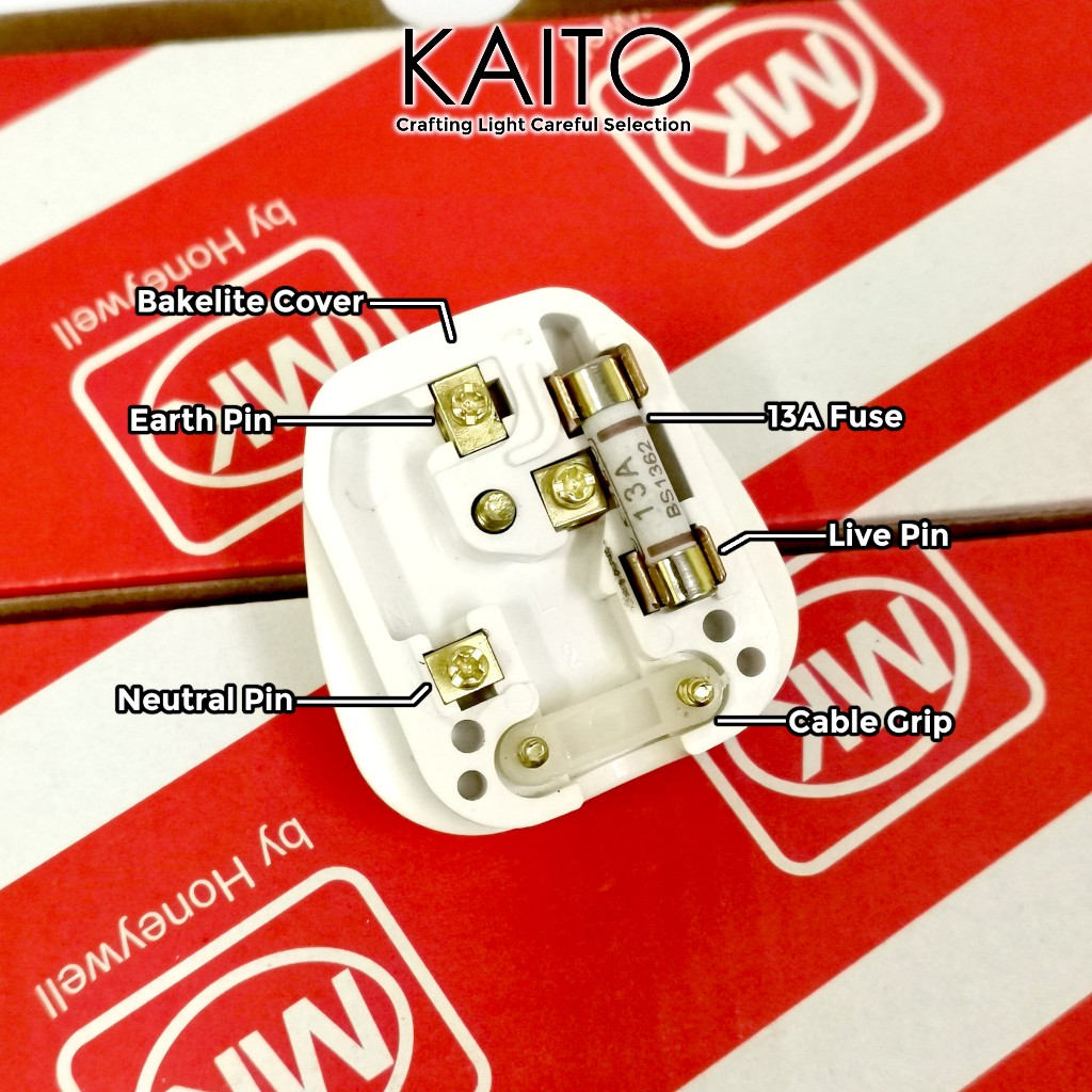 KAITO SIRIM 13A Soket Plug 3 Pin Plug Top Heavy Duty 13Amp Fused Kepala ...