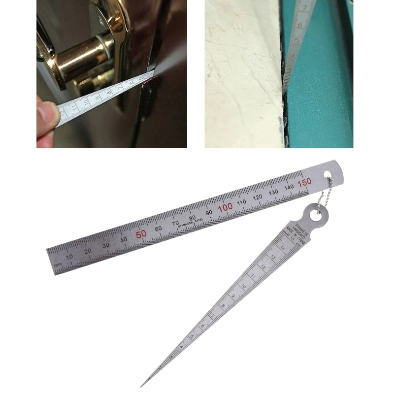 MKR Ruler 2 in1 Portable 16x1.2cm Depth Ruler Taper Feeler Gauge Gage ...