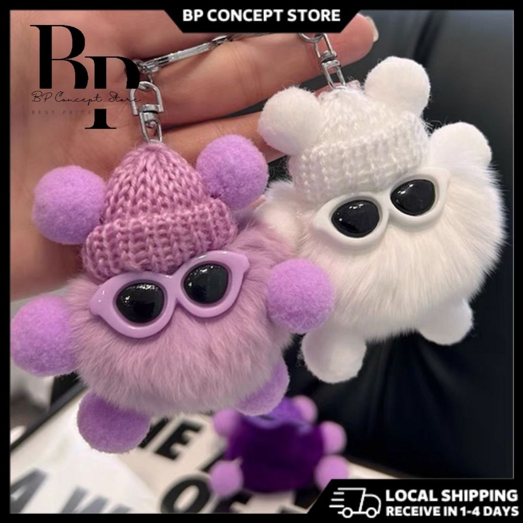 【LocalDelivery】 INS Cute Plush Keychain Small Coal Ball Keychain Bag ...