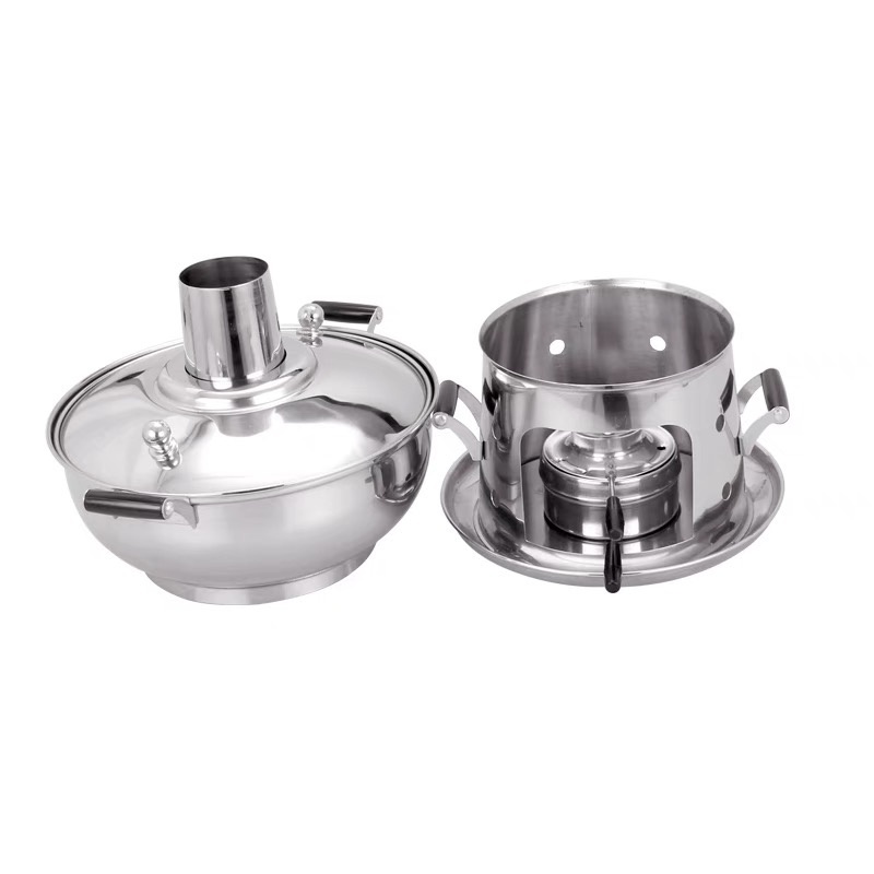 Stock Stainless Steel Single Hot Pot Steamboat with Chimney / non ...