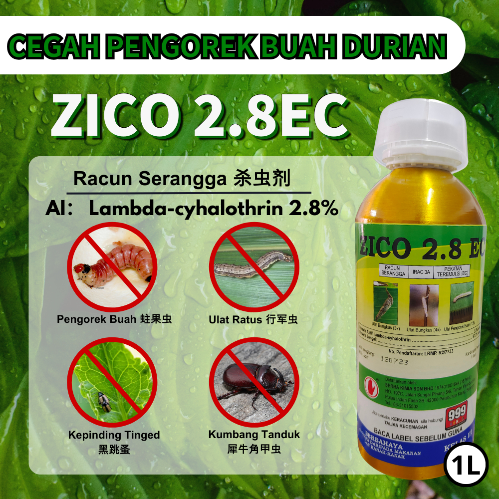 【Sama dengan Karate,Alanda,Alert】Zico 2.8EC（1L)insecticide/Racun Serangga lambda-cyhalothrin 2.8 ...