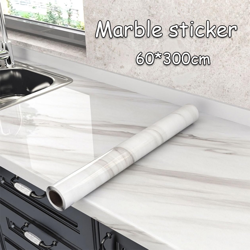 Ready Stock-Marble Pattern Kitchen Oil-Proof Sticker Aluminum Foil High ...