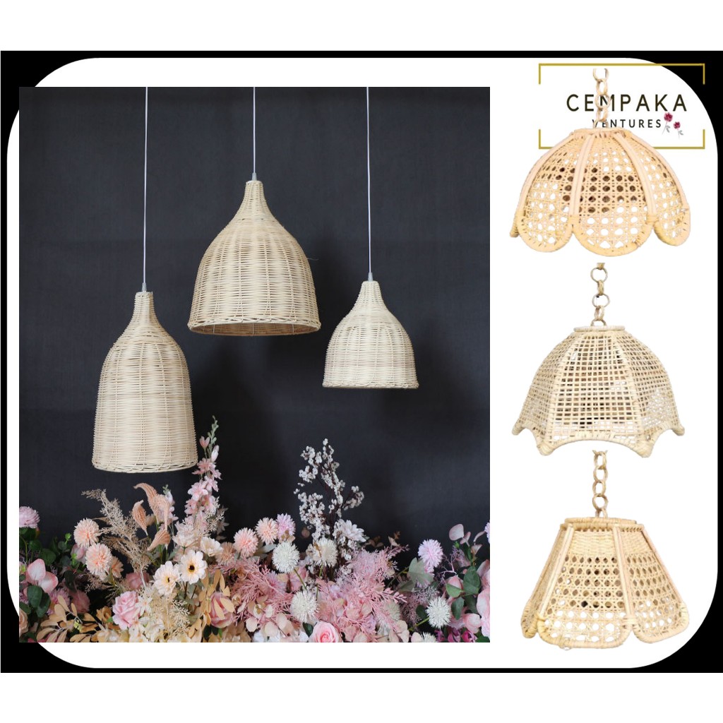 1&3 pcs Rattan Chandelier Ceiling Light Bamboo Lights Ceiling Light ...