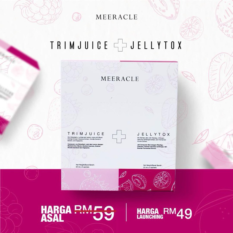 FLASH DEAL‼️MEERACLE TrimJuice + JellyTox Jus Kurus Detox (1BOX ...