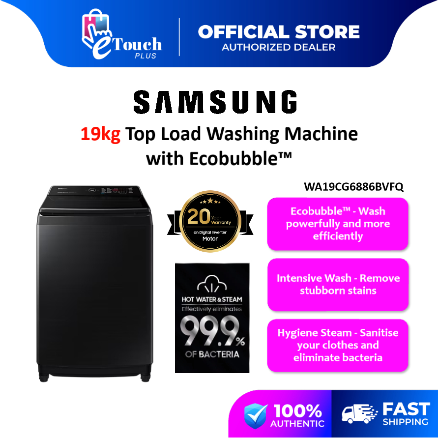 Samsung 19kg Top Load Washing Machine with Ecobubble™ (WA19CG6886BVFQ ...