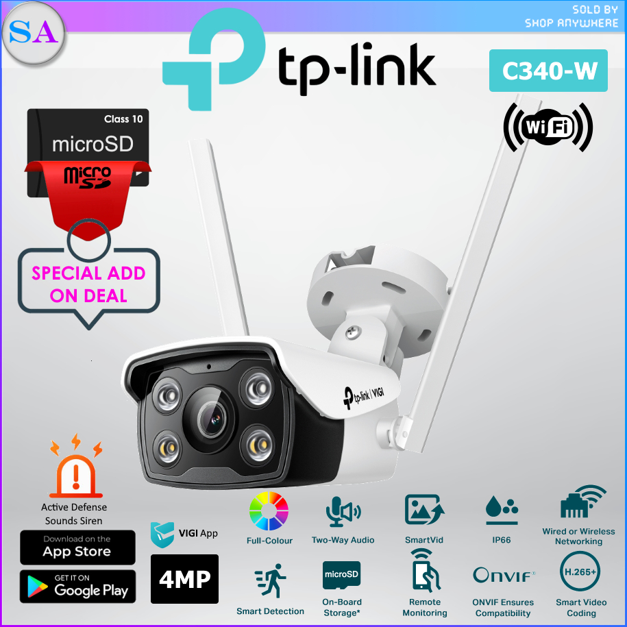 TP-Link VIGI C340-W 4MP Outdoor CCTV Full Color Wireless Bullet Wifi ...