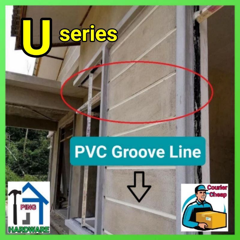 (U series) PVC Groove Line / Pvc Wall Lining/ Wall Spacer Caseing ...