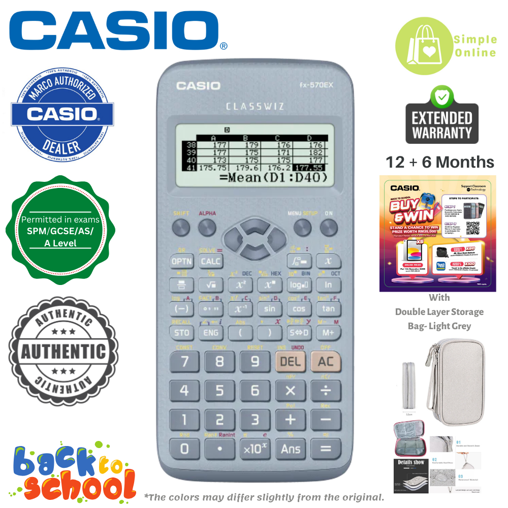 Genuine Casio FX-570EX-BU Blue ClassWiz Series Scientific Calculator ...